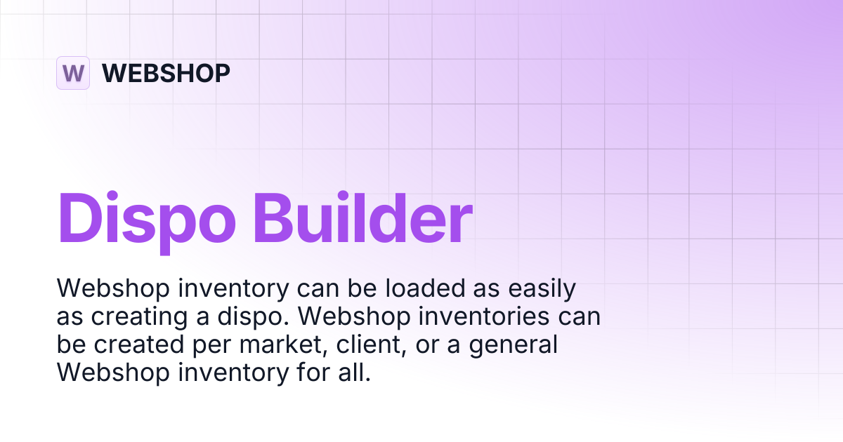 Dispo Builder | WEBSHOP