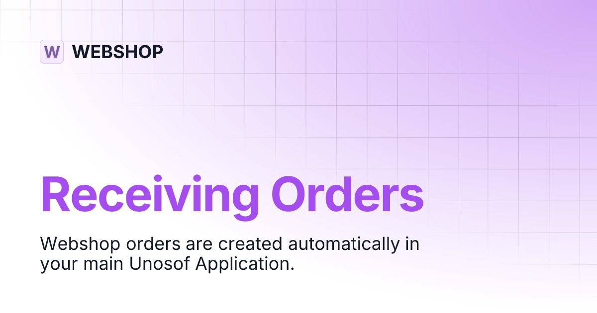 Receiving Orders | WEBSHOP